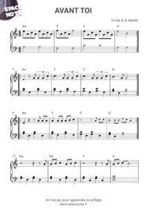 Avant toi partition piano - Slimane & Vitaa - Solfège Blog