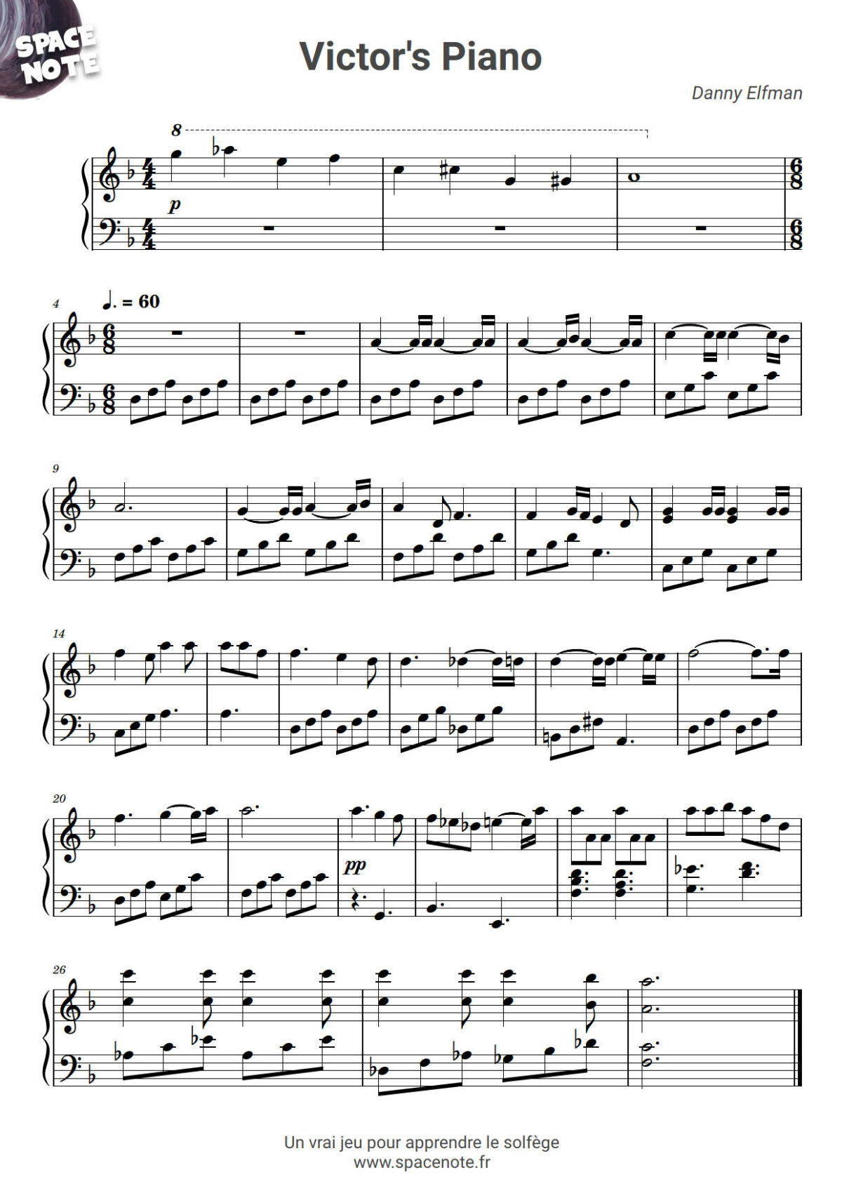 Victor's Piano - Partition piano facile - Solfège Blog